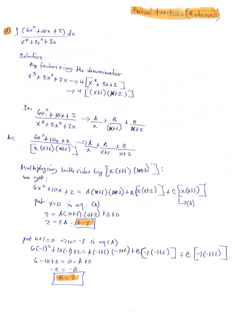 Exercises - Partial Fractions Integration | PDF