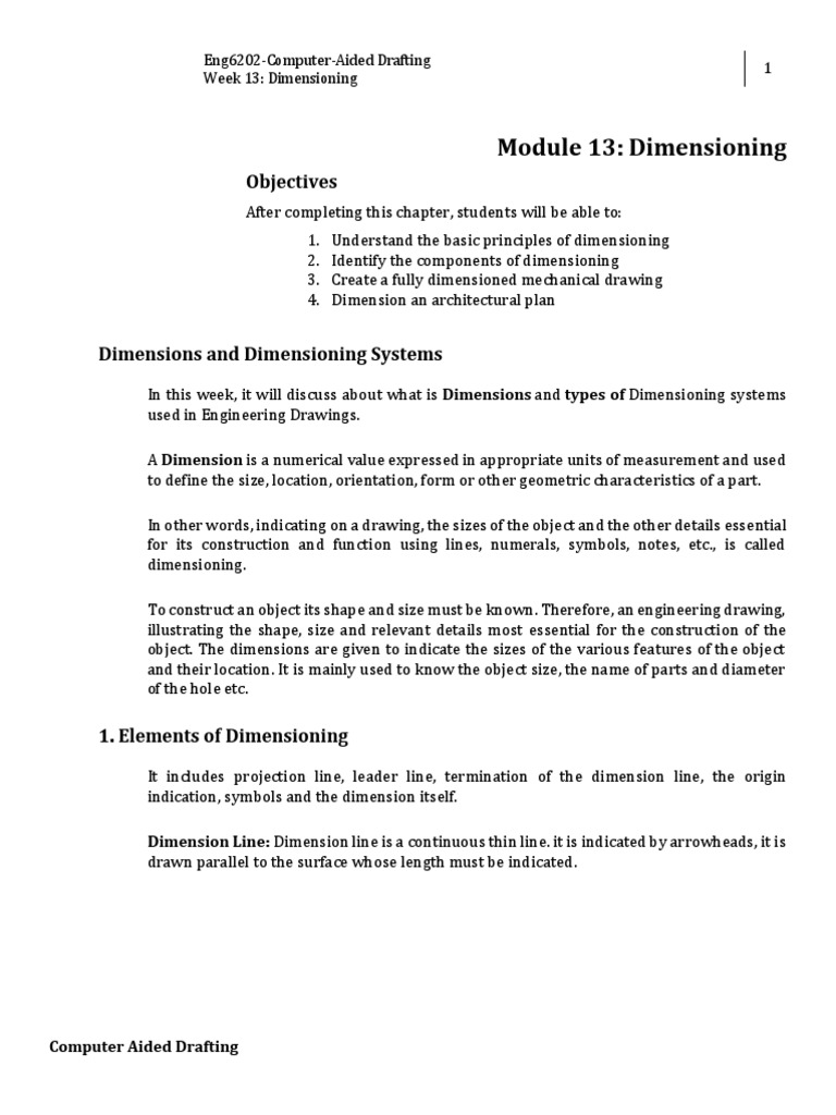 Computer-Aided Drafting Dimensioning Guide | PDF | Technical Drawing | Dimension