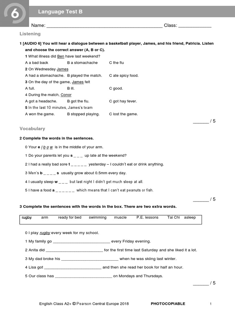 ECA2+ - Tests - Language Test 6B - 2018 | PDF | English Language