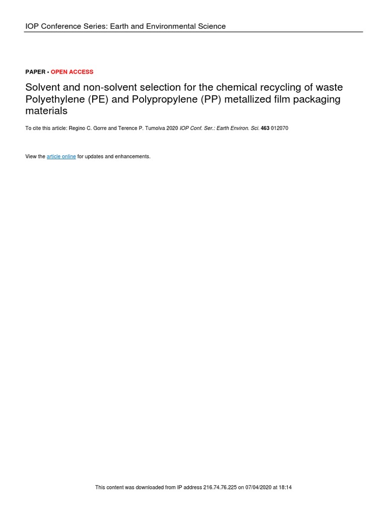 Solvent and Non-Solvent Selection For The Chemical | PDF | Solubility ...