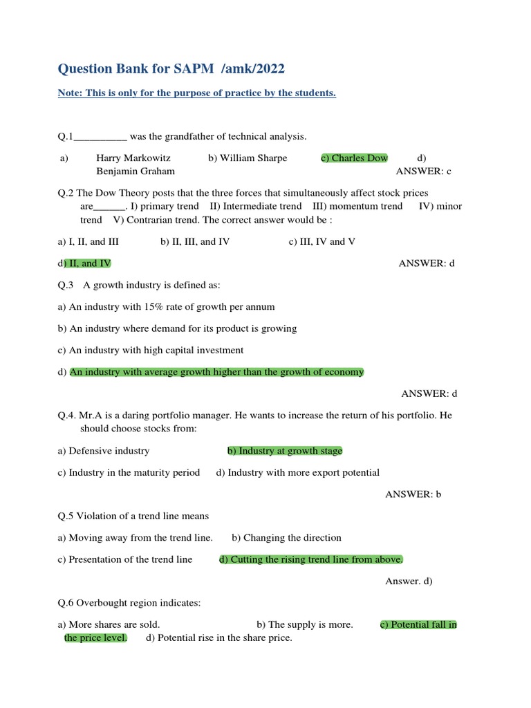 Question Bank For SAPM /amk/2022 | PDF | Bonds (Finance) | Yield (Finance)