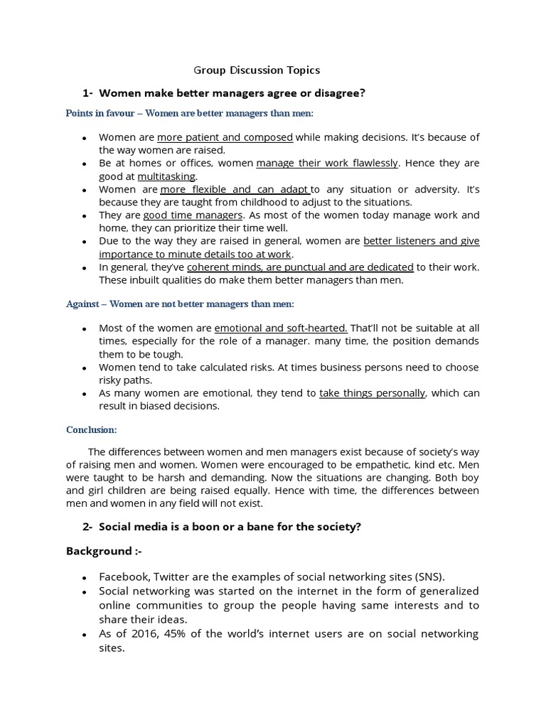 Group Discussion Topics | PDF | Social Networking Service | Educational ...
