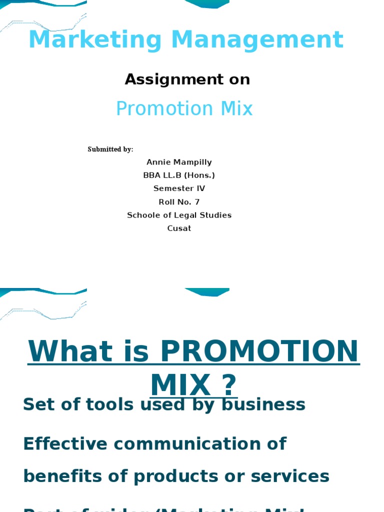 Marketing Management: Promotion Mix | Download Free PDF | Target ...