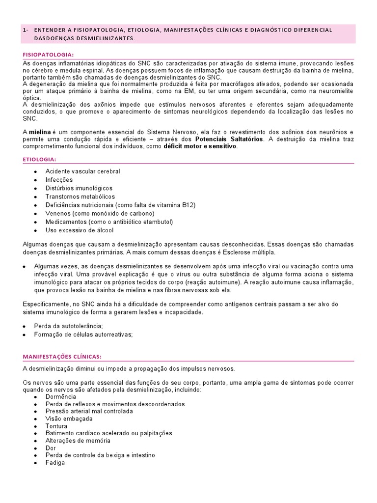 SGB - Desmielinização - Paralisia Flacida | PDF | Esclerose múltipla ...