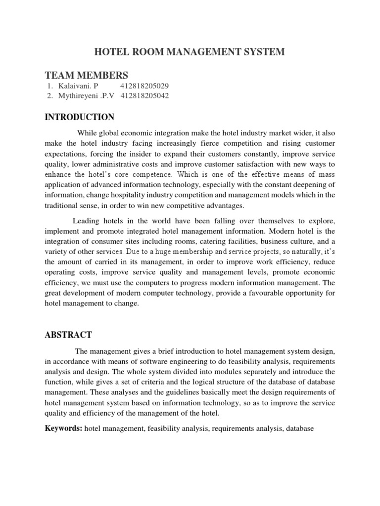 Hotel Room Management System | PDF | Databases | Java (Programming ...