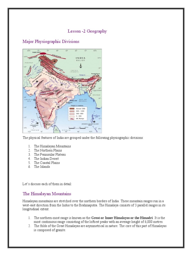 Major Physiographic Divisions of India | PDF | Himalayas | Plate Tectonics