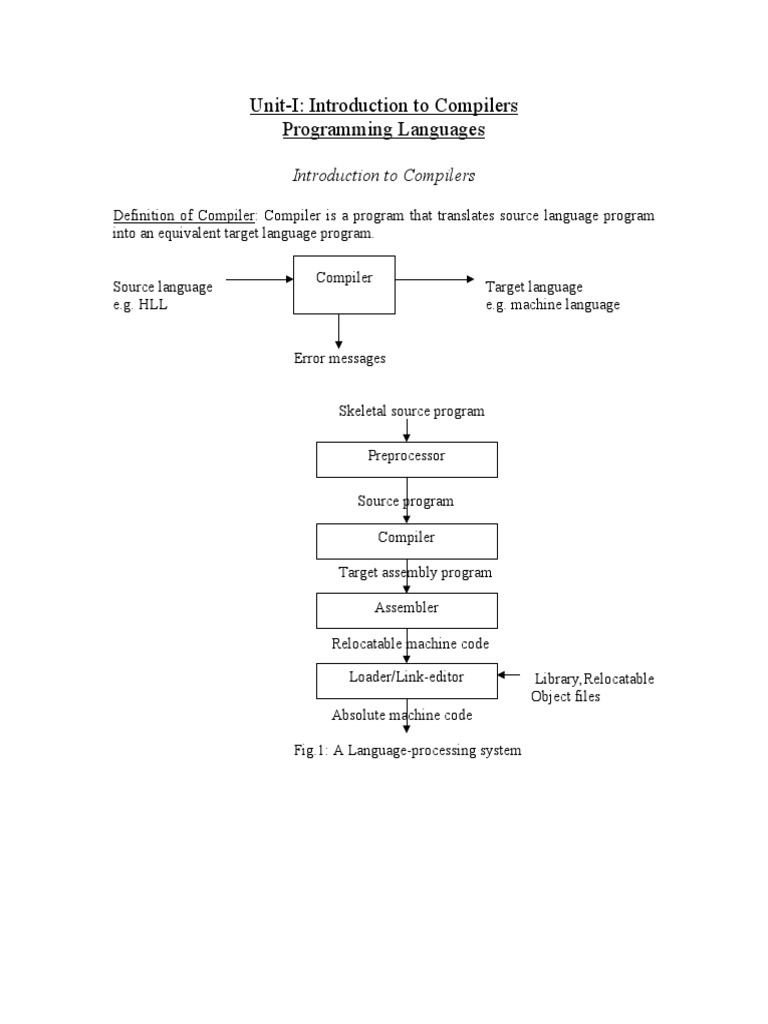 Unit-I: Introduction To Compilers Programming Languages | PDF | Compiler | Parsing