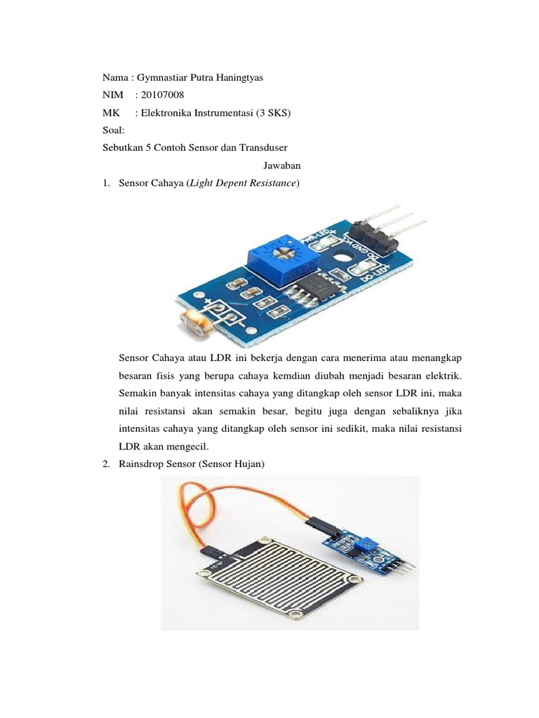 Contoh Sensor Dan Transducer | PDF | Metode & Bahan Ajar | Sains ...