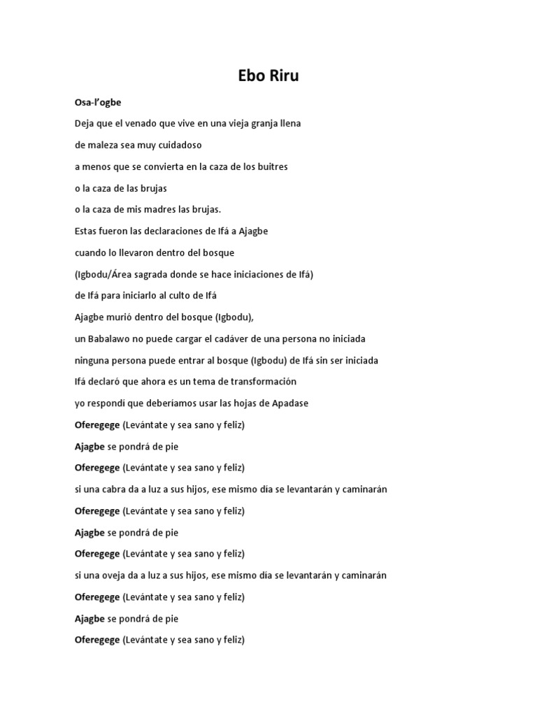 Ebo Riru | PDF | Religión étnica | Santeria