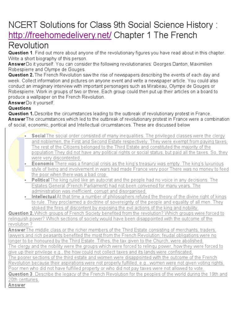 NCERT Solutions For Class 9th Social Science History: Chapter 1 The ...