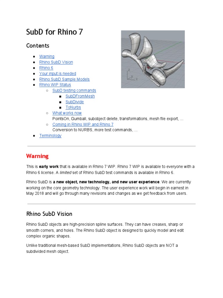 Rhino SubD | PDF | Vertex (Geometry)