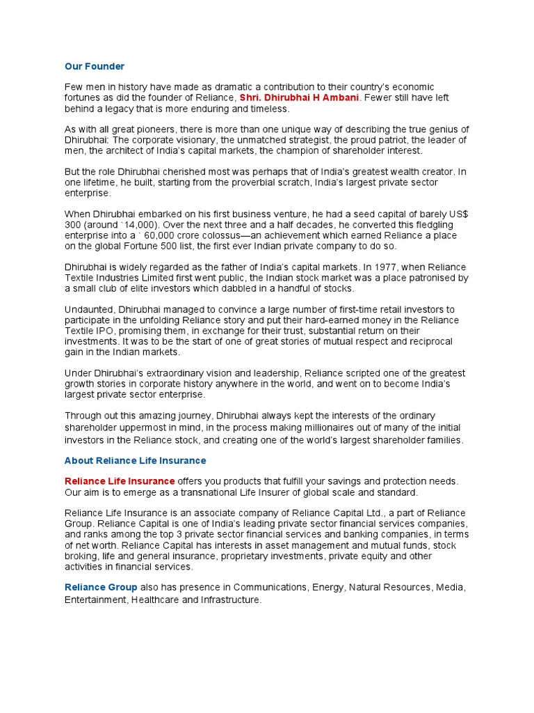 Reliance Life Insurance | PDF | Insurance | Life Insurance