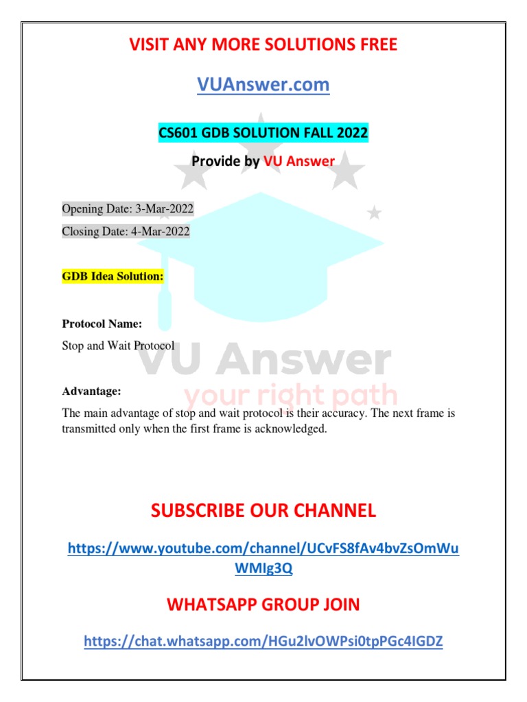 CS601 GDB Solution: Stop and Wait Protocol | PDF