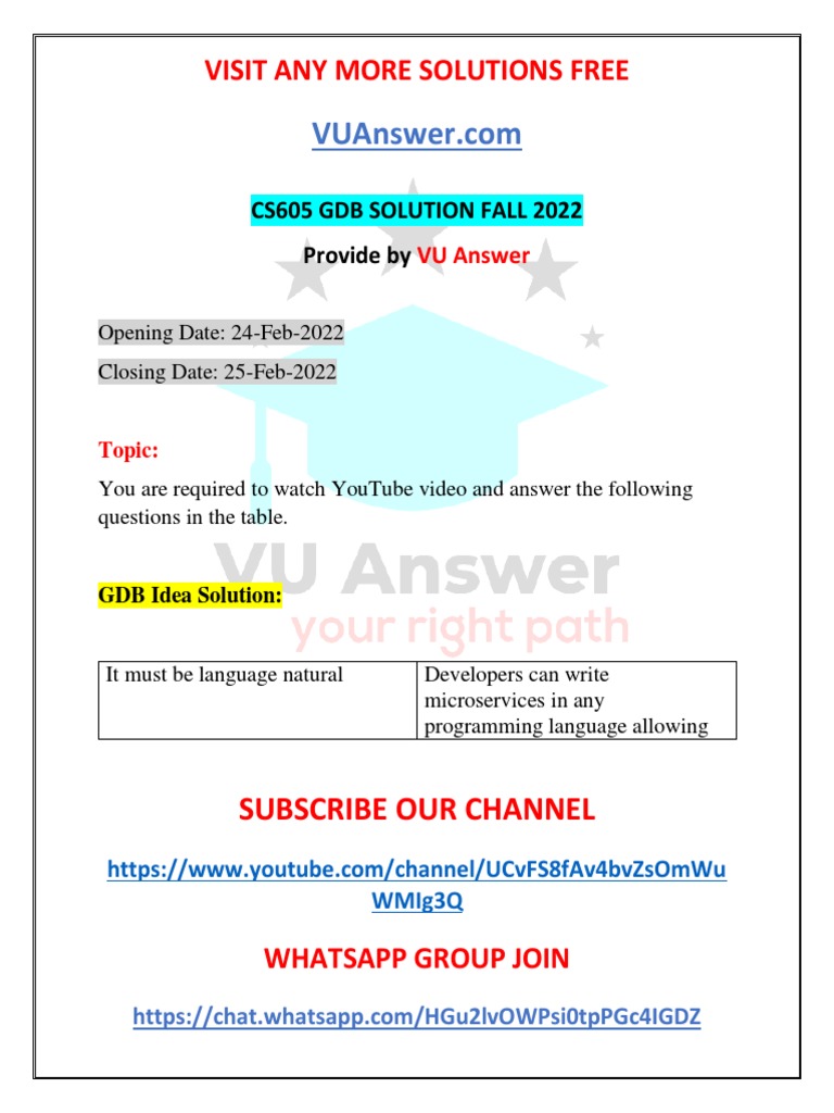 CS605 GDB Solution Fall 2022 by VU Answer | PDF | Career & Growth | Computers