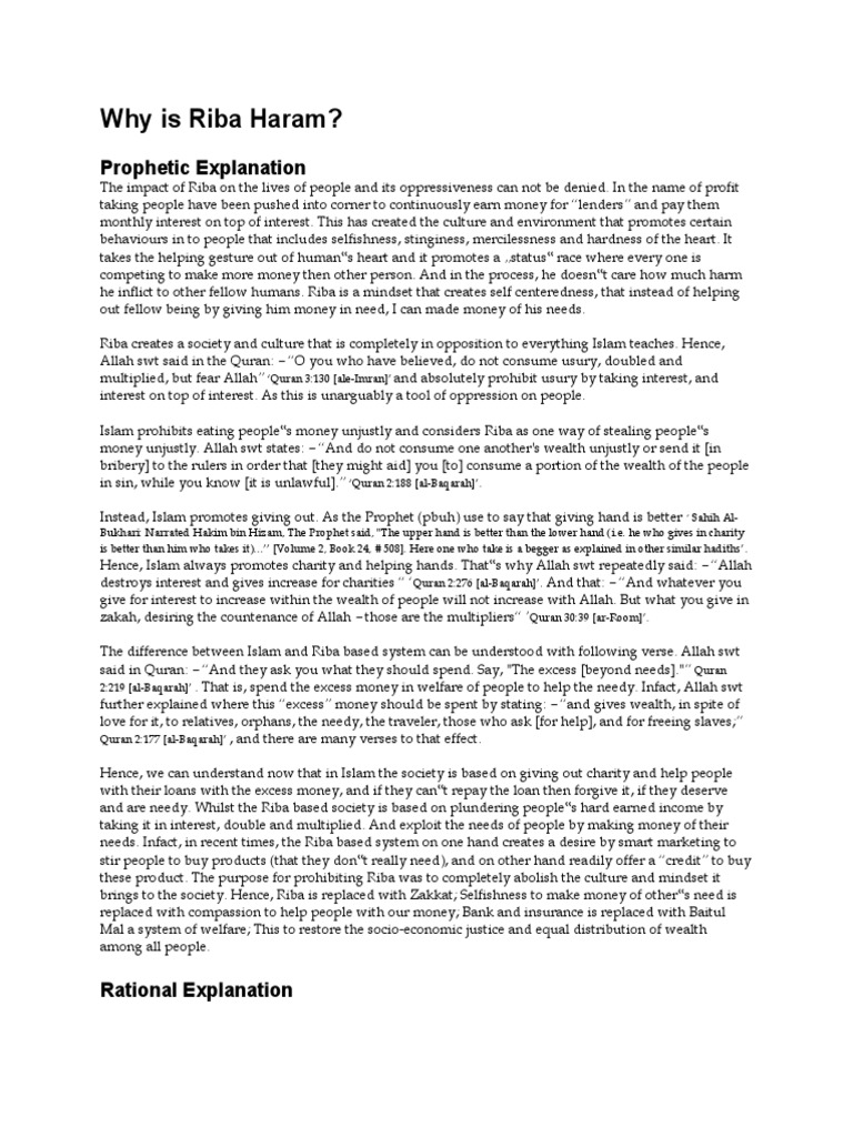 Why Is Riba Haram | PDF | Interest | Loans