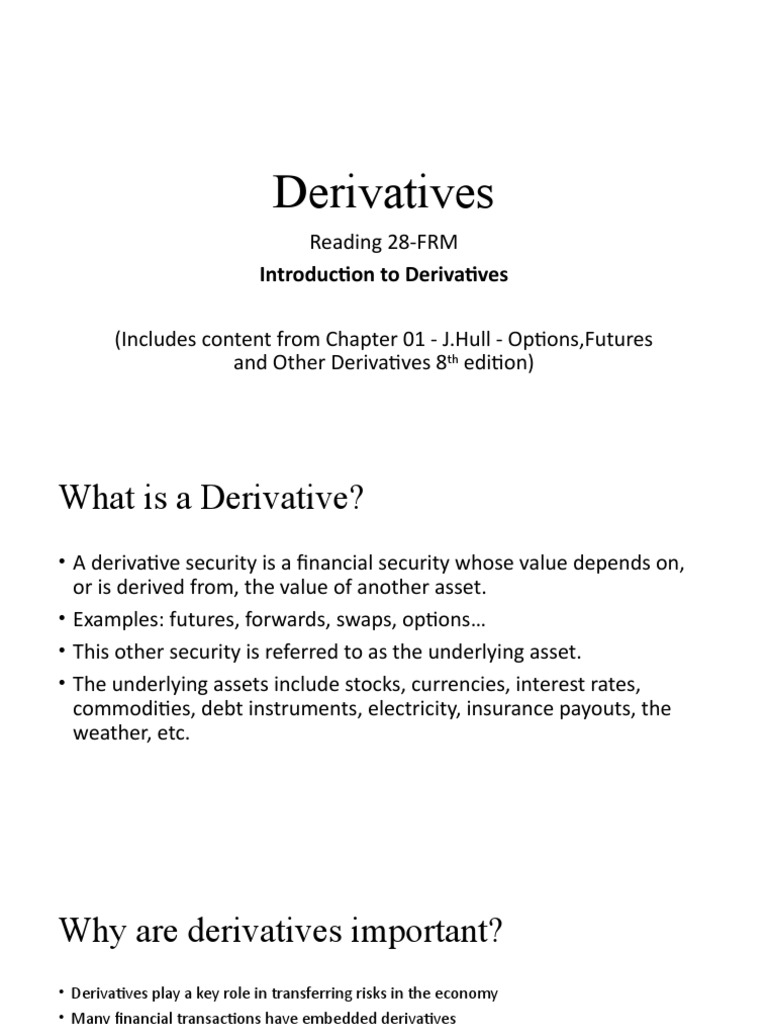 Introduction To Derivatives | PDF | Option (Finance) | Derivative (Finance)