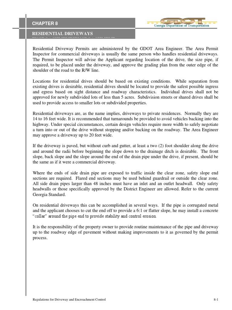 Residential Driveways Encroachmentsencroachment S: Regulations For ...