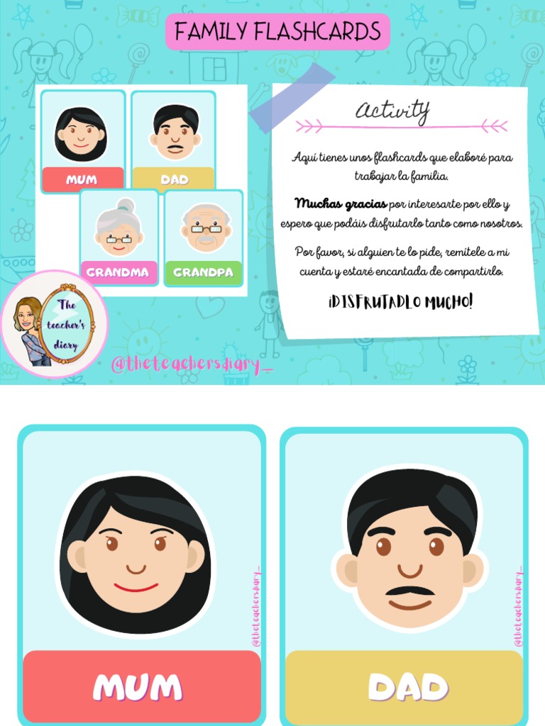 Flashcards para aprender los miembros de la familia | PDF