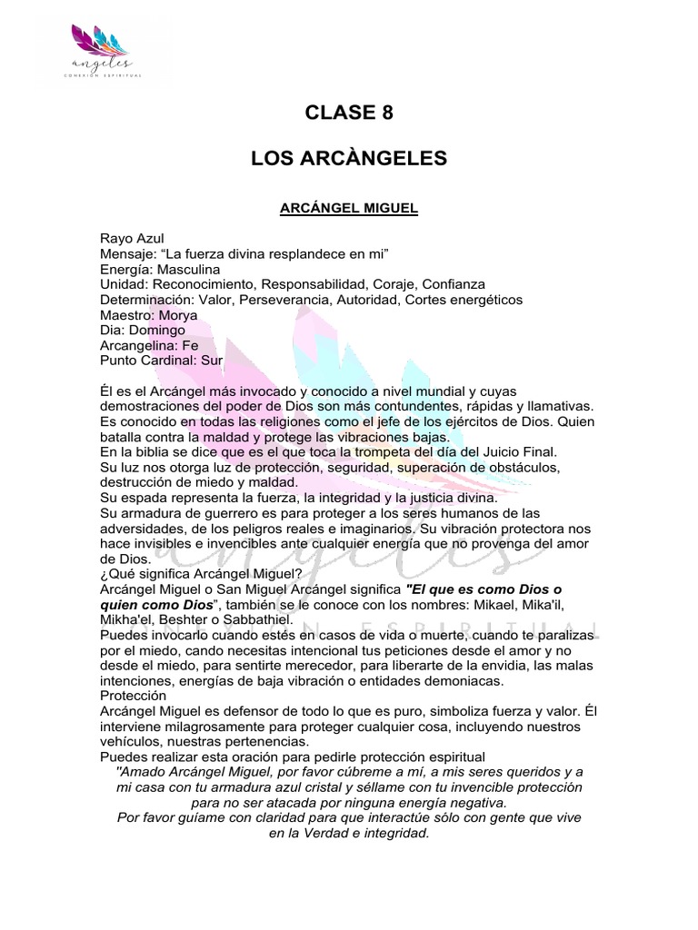 Clase 8 Los 15 Arcangeles | PDF | Relaciones personales, crianza y desarrollo personal