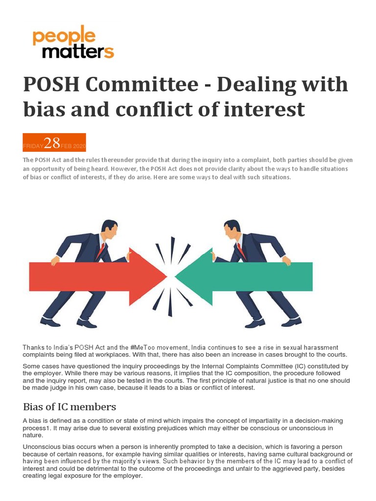 POSH Committee - Dealing With Bias and Conflict of Interest | PDF ...