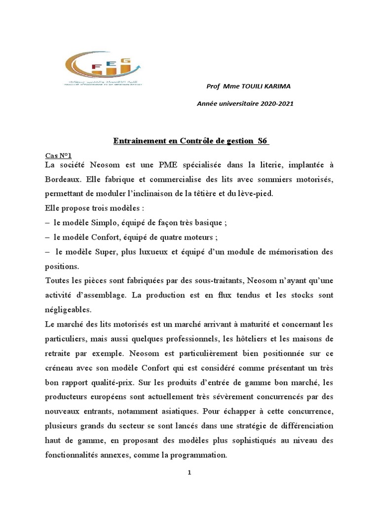 Analyse de Gestion: Neosom et Kermaria | PDF | Biscuit | Économie d ...