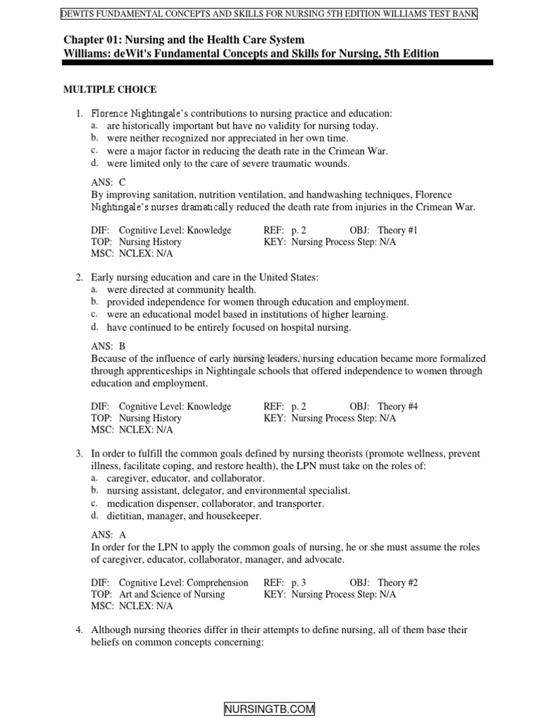 Nursing Fundamentals: Chapter 1 Overview | PDF | Nursing | National ...
