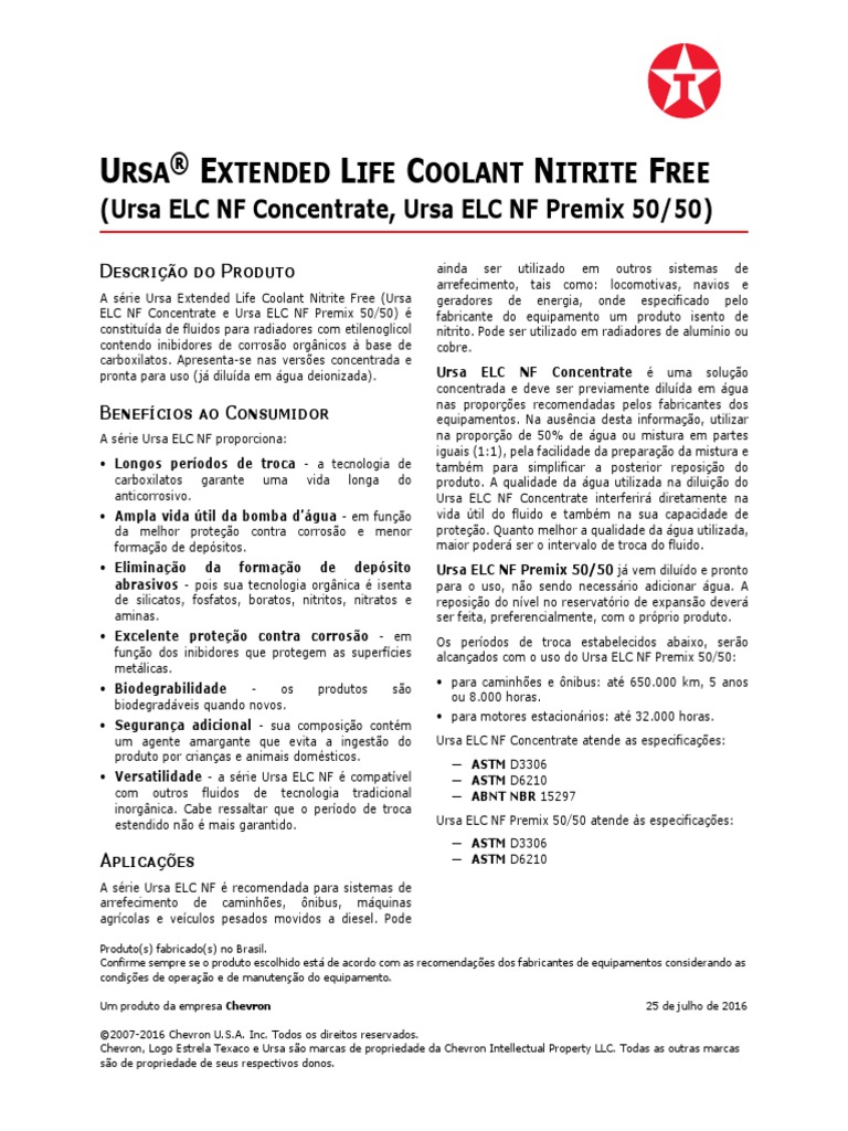 Chevron Ursa-Extended Life Coolant - BR-PT - 25jul2016 | PDF