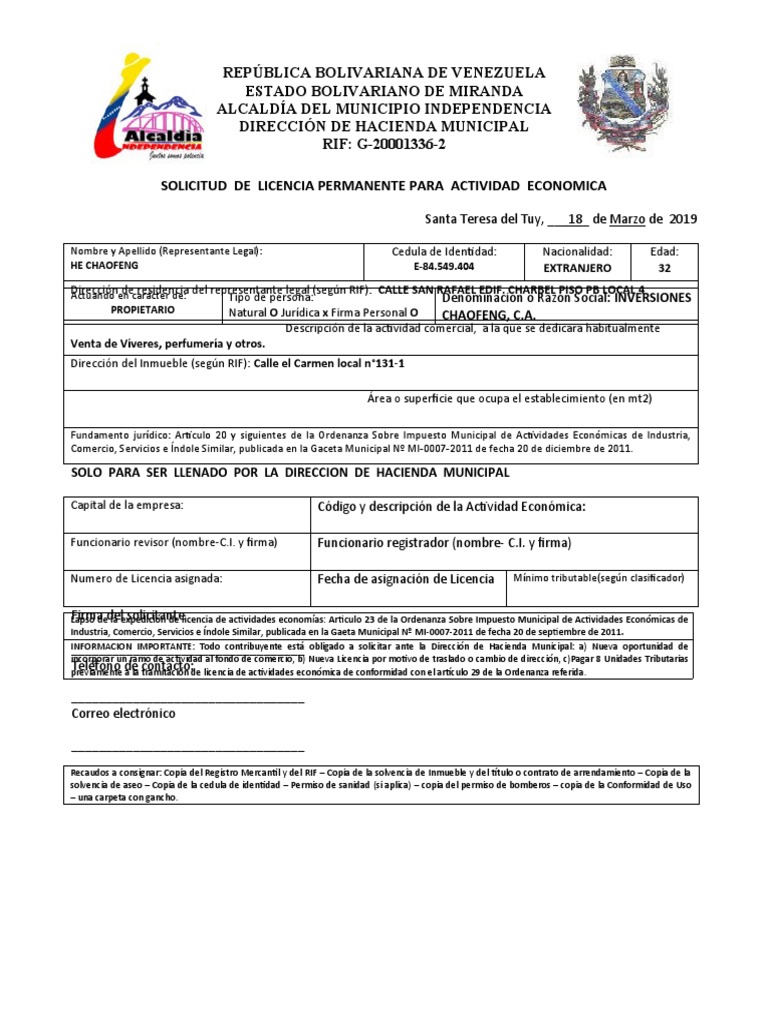 Formato Solicitud de Licencia | PDF