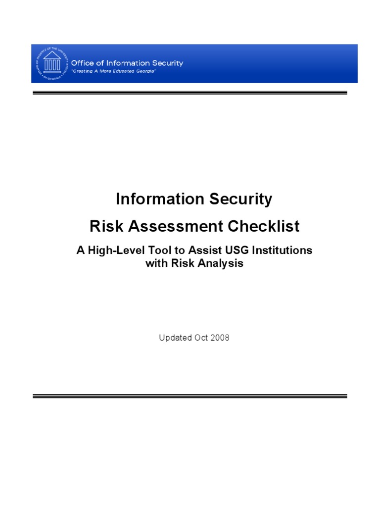 USG Risk Assessment Checklist | PDF | Information Security | Risk ...