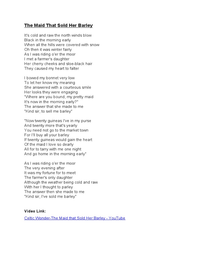 The Maid Who Sold Her Barley | PDF | Poetry