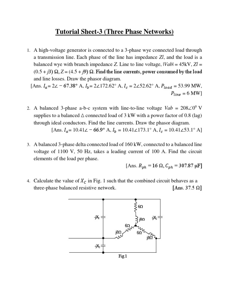 Tutorial Sheet-3-Final (Thee-Phase Networks) | PDF | Force | Computer ...