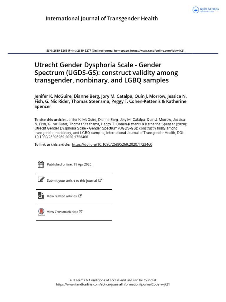 Utrecht Gender Dysphoria Scale - Gender Spectrum (UGDS-GS) : Construct ...