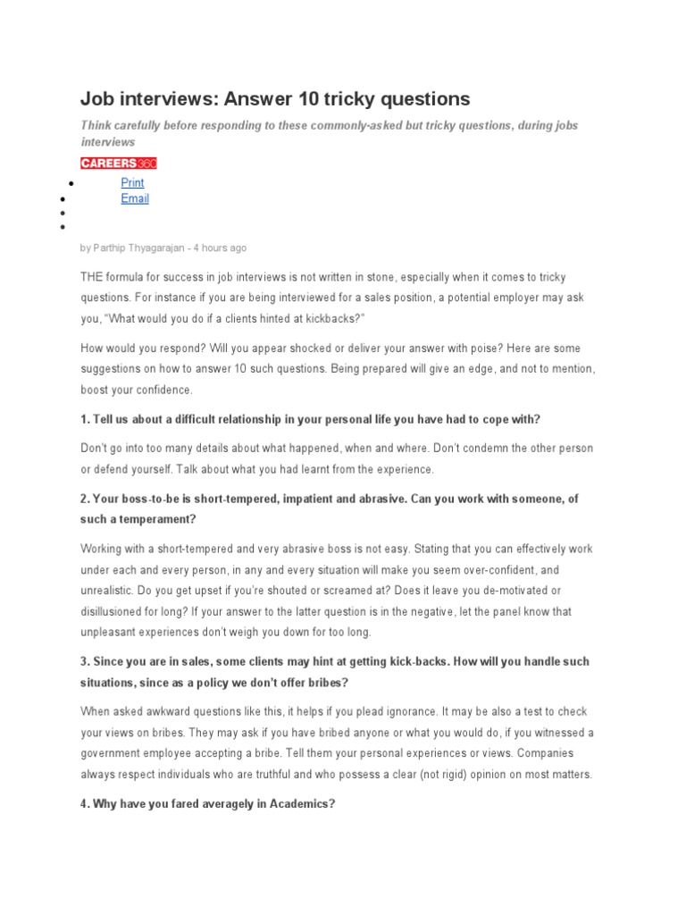 Preparing for Tricky Job Interview Questions: Effective Strategies for ...