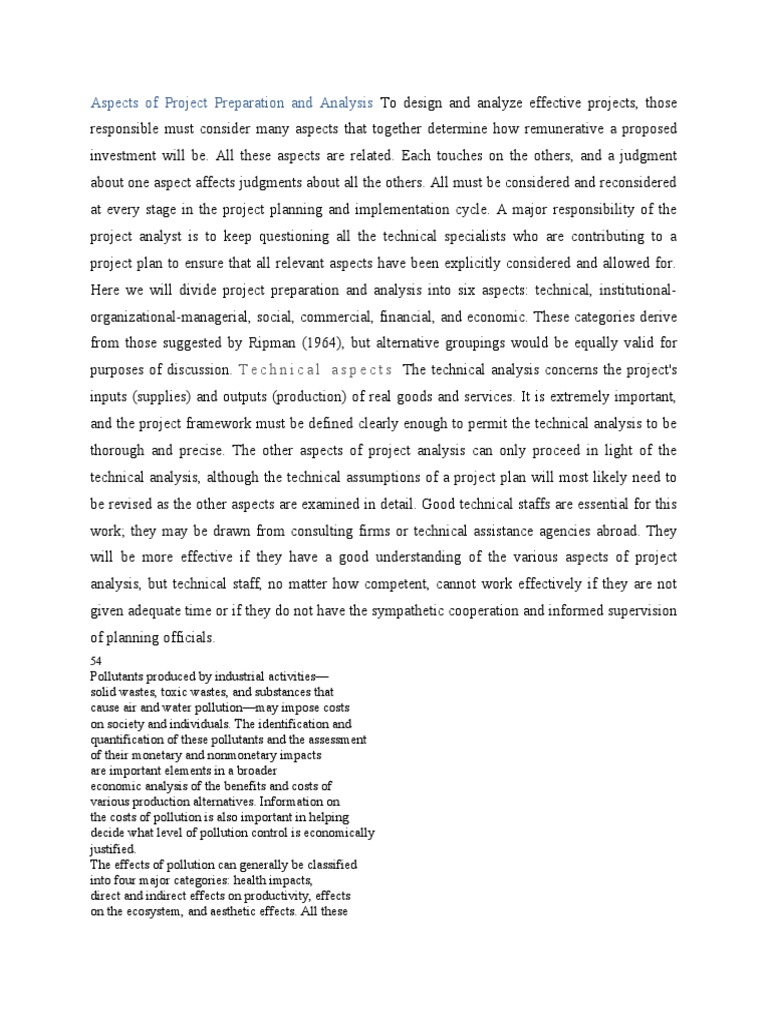 Aspects Of Project Preparation And Analysis To Design And Analyze