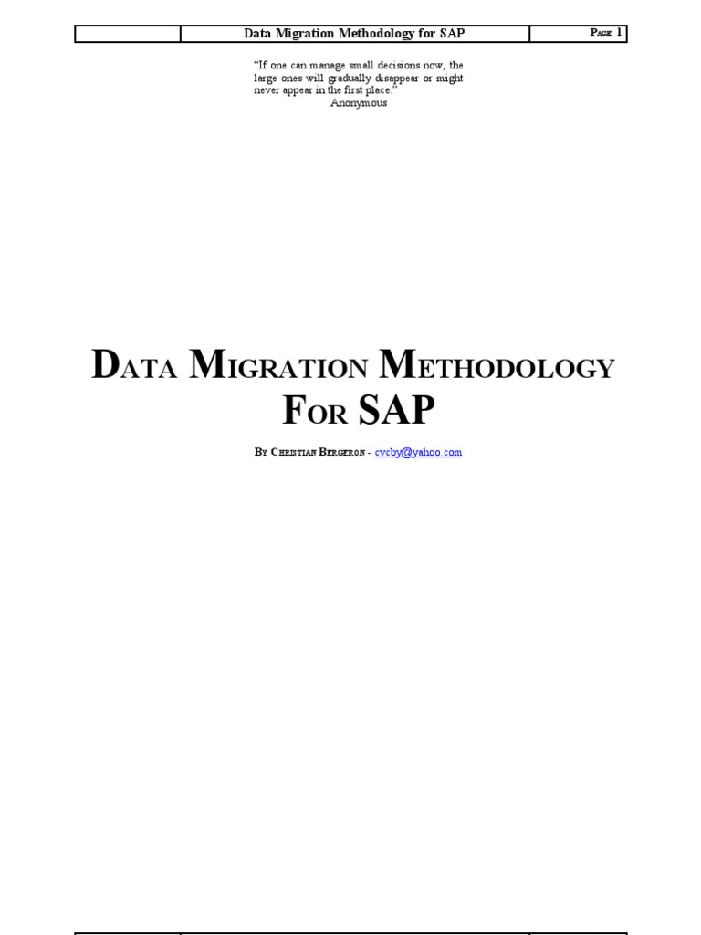 Data Migration Methodology For SAP V01a | PDF