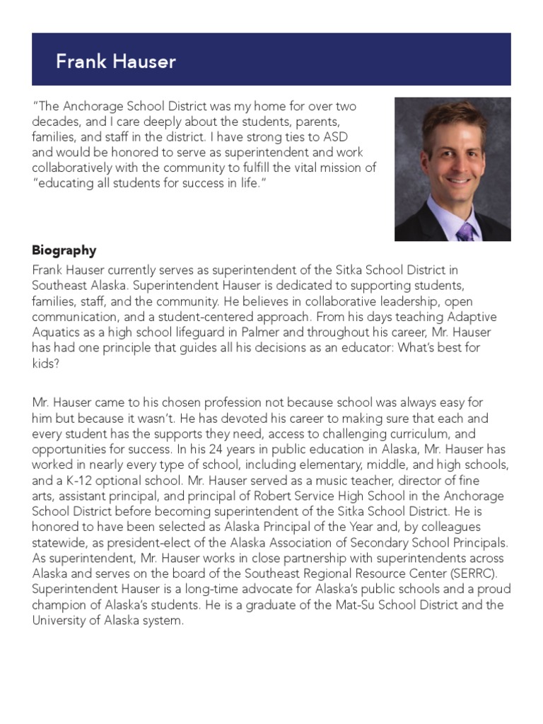 Frank Hauser: Alaska Education Leader | PDF | Teachers | Schools