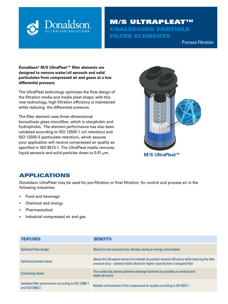 01 EF MS-UltraPleat-Coalescing-Particle-Filters 3pg | PDF | Aerosol ...