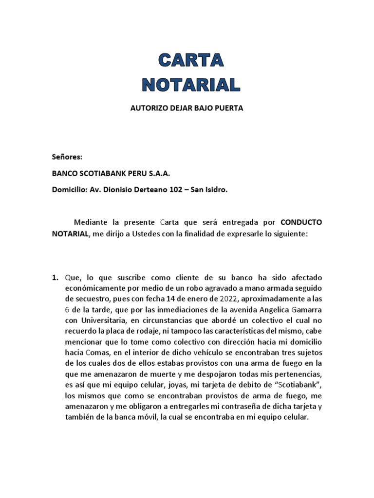 Carta Scotiabank | PDF | Bancos | Industrias de servicio