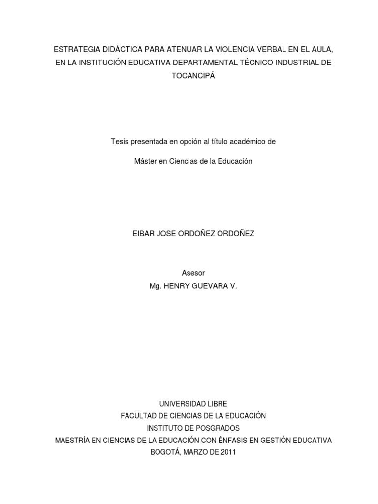 Tesis DEFINITIVA Estrategia Didactica ORDONEZ 220311 | PDF Tesis DEFINITIVA Estrategia Didactica ORDONEZ 220311 | PDF