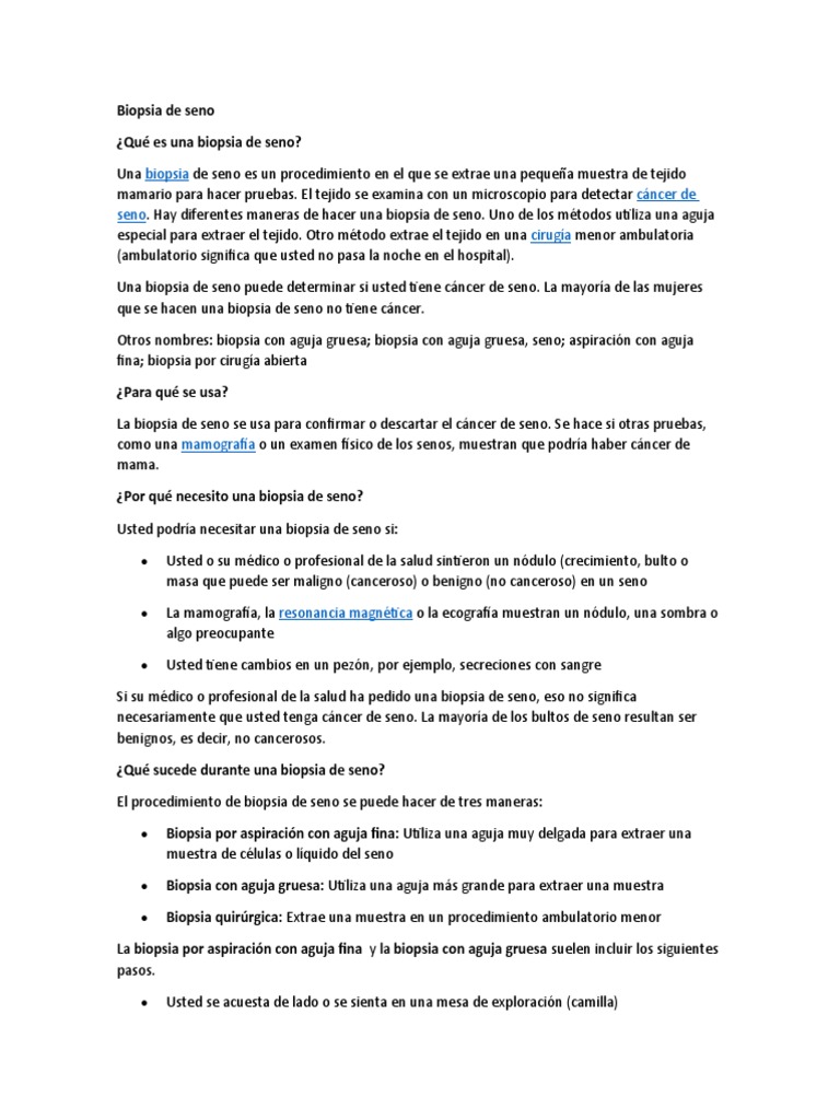 Biopsia de Seno | PDF | Cáncer de mama | Pecho