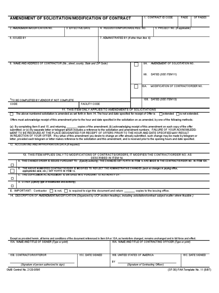 SF 30 | PDF | Offer And Acceptance | Government Information