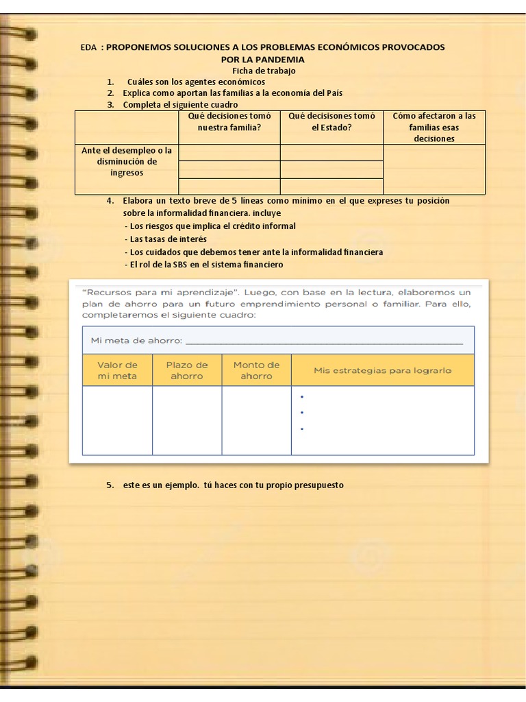 Eda2 Ficha de Trabajo | PDF | Ahorro | Presupuesto