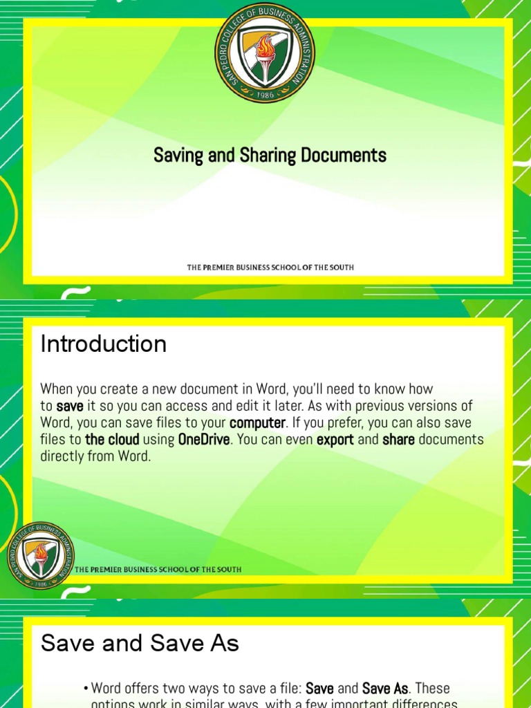 Lecture 3 - Saving and Sharing Documents | Download Free PDF | Computer ...