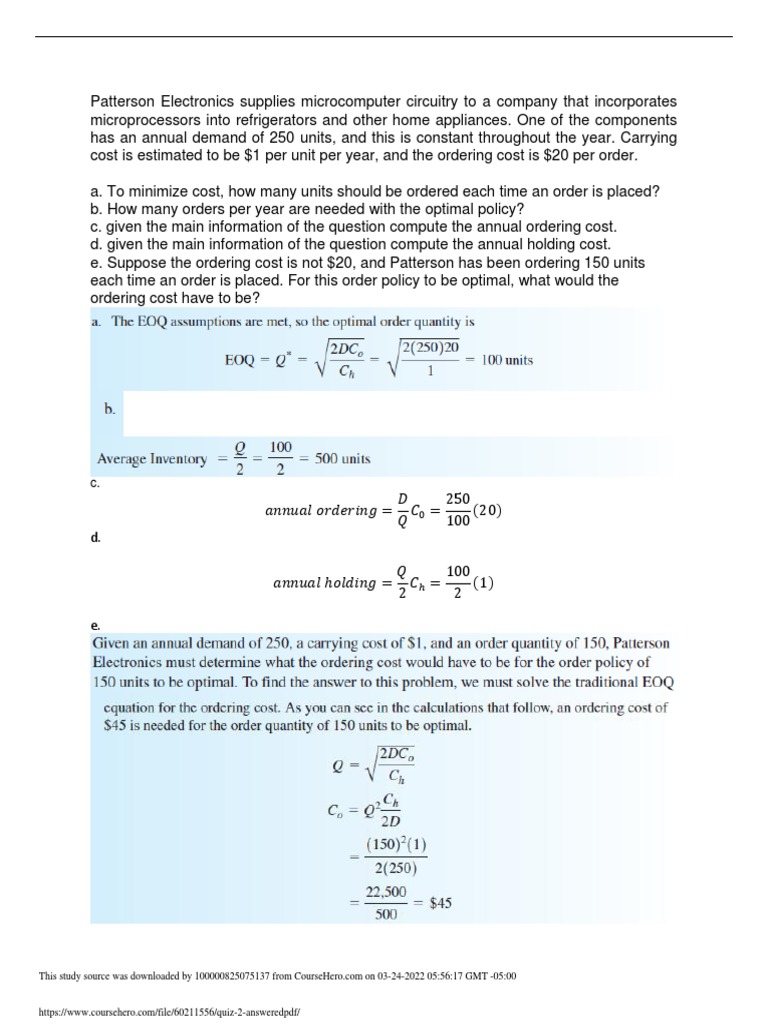 Quiz 2 Answered PDF | PDF | Computer Hardware | Electrical Engineering