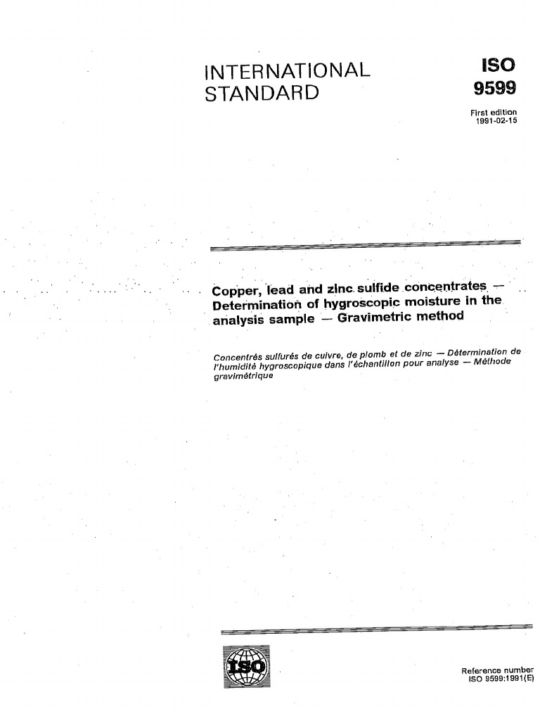 ISO 9599 - 1991 Hygroscoppic Moisture | PDF