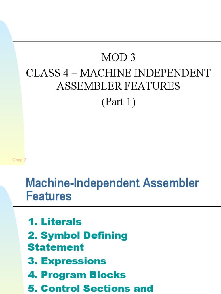 Machine-Independent Assembler Features (Part 1 | PDF | Assembly Language | Computer Architecture