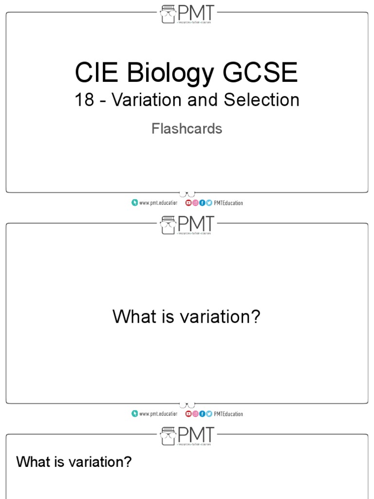 Flashcards - Topic 18 Variation and Selection - CAIE Biology IGCSE | PDF