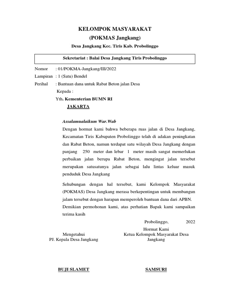 Proposal Kelompok Masyarakat | PDF