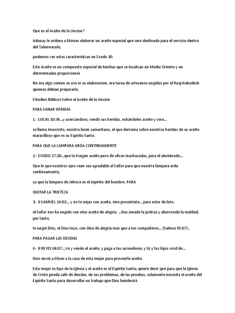 Que Es El Aceite de La Uncion | PDF | La unción | Cristo (título)