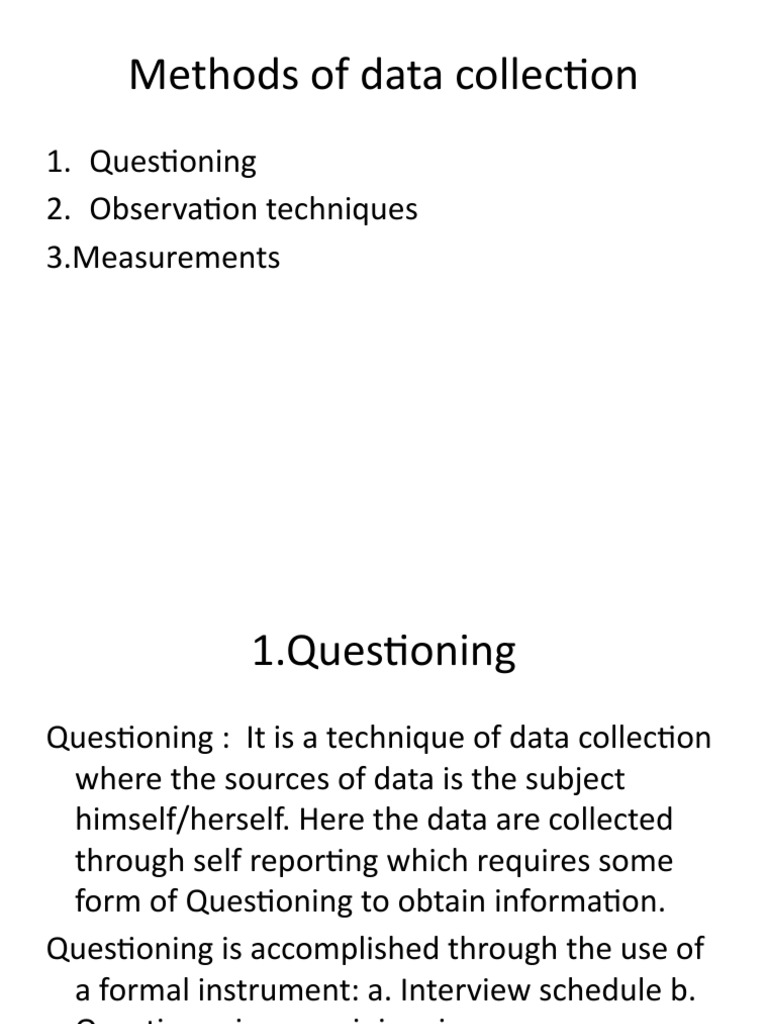 Method Of Data Collection PDF ionnaire Observation